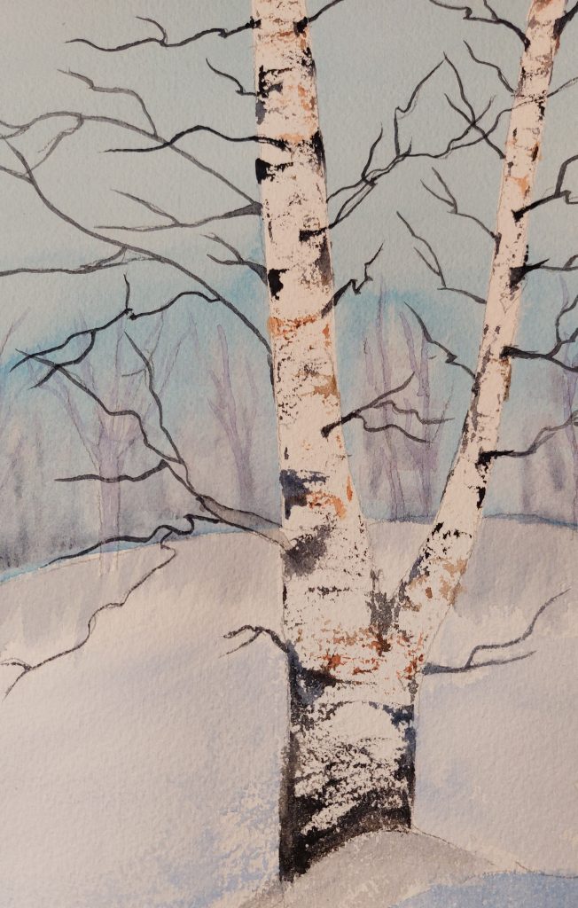 Winter Birch Tree - $99 - Pat Forrest - The Artful Painter